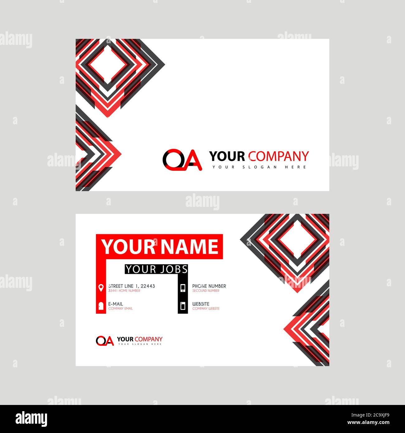 Letter OA logo in black which is included in a name card or simple ...