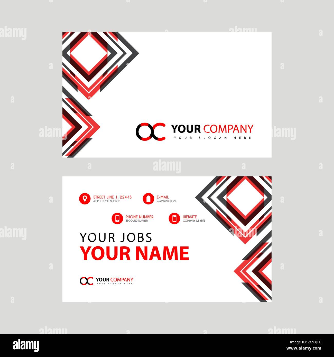 Letter OC logo in black which is included in a name card or simple ...