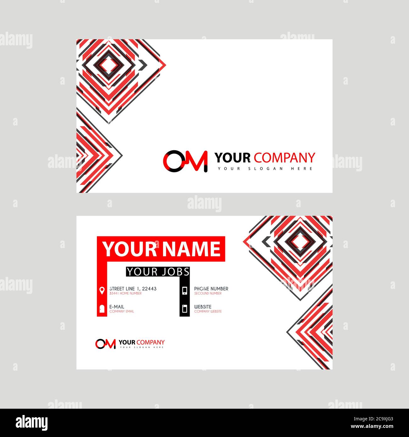 Letter OM logo in black which is included in a name card or simple ...