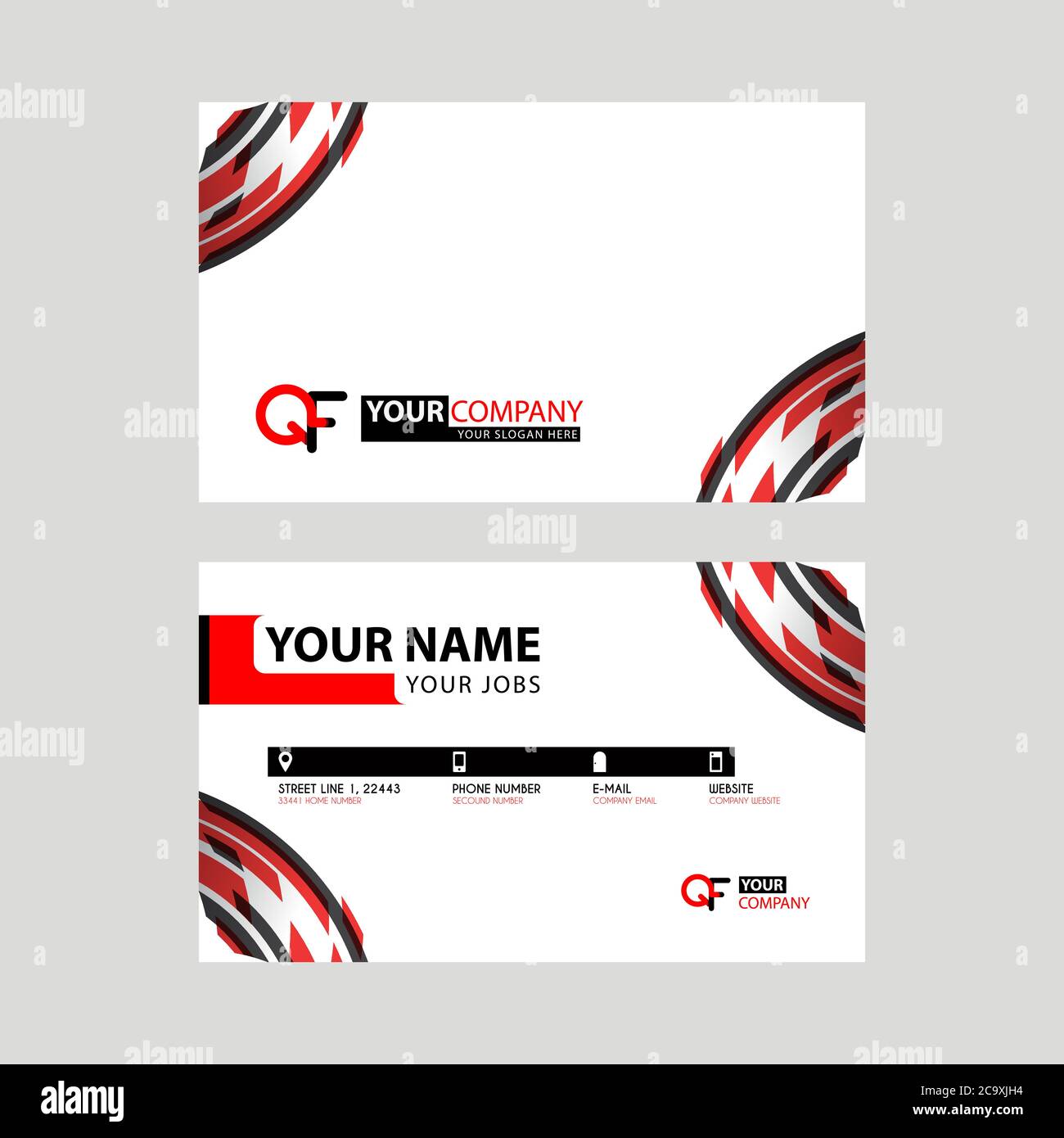 Modern simple horizontal design business cards. with QF Logo inside and ...