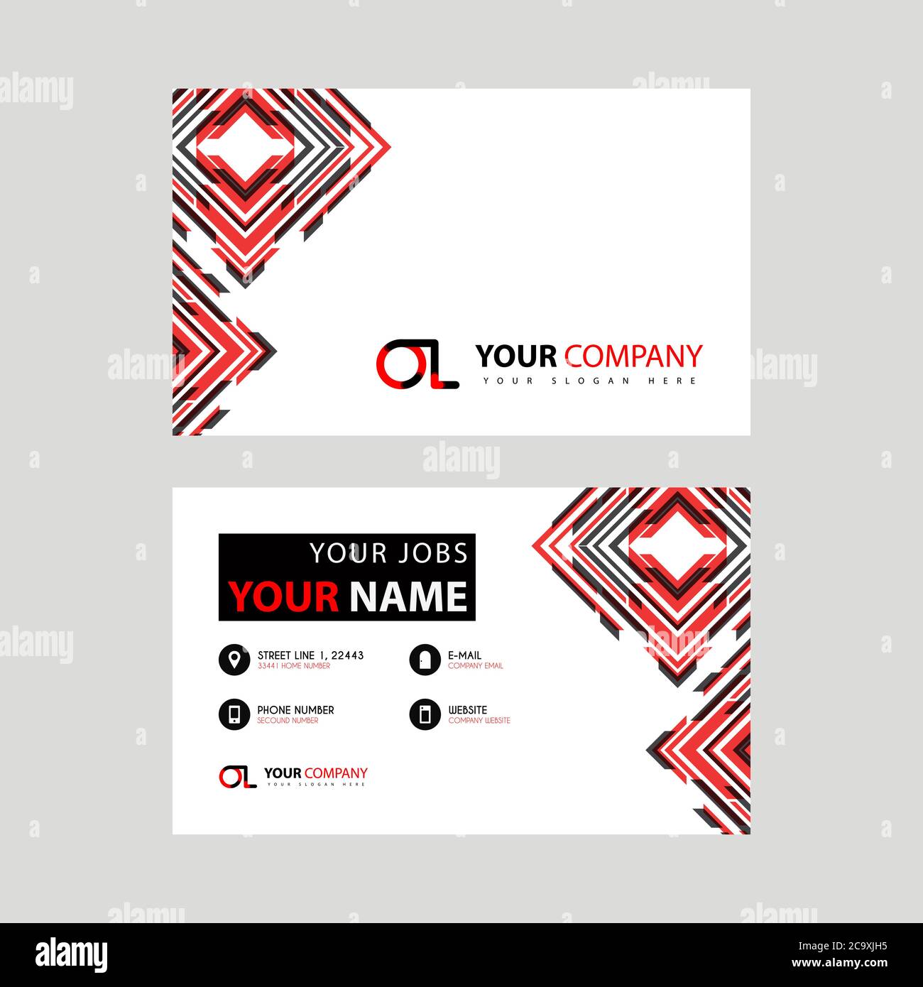 Letter OL logo in black which is included in a name card or simple ...
