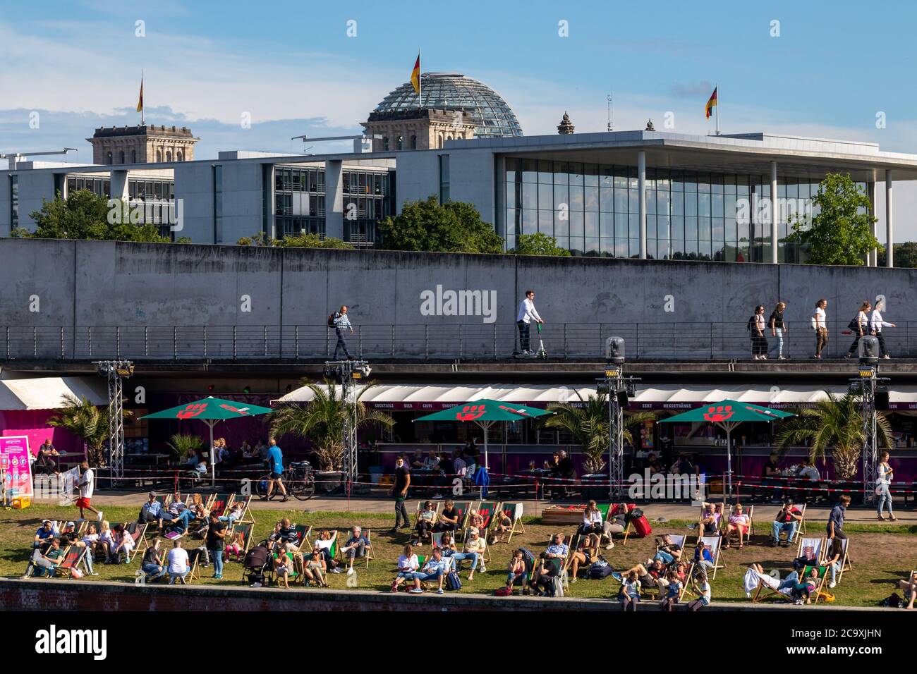 Berlin, Germany - July 26, 2020 - View of the Capital Beach Bar on the ...