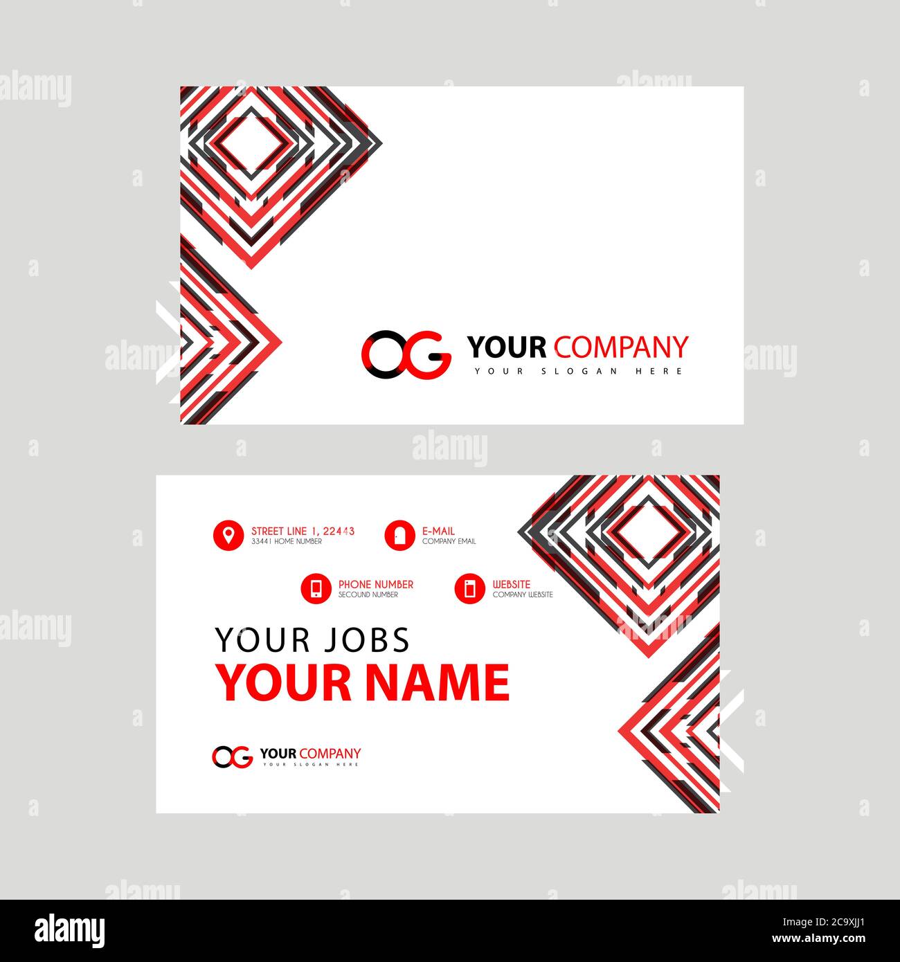 Letter OG logo in black which is included in a name card or simple ...