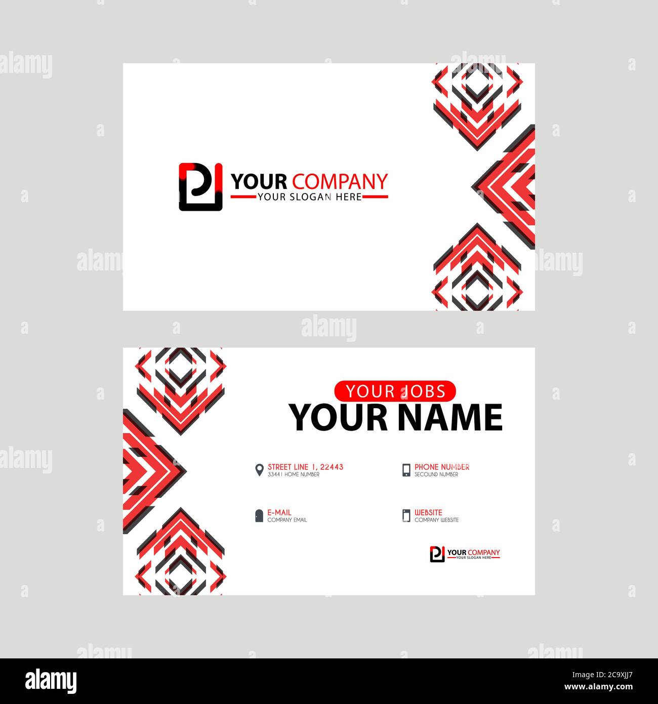 Modern business card templates, with PI logo Letter and horizontal ...