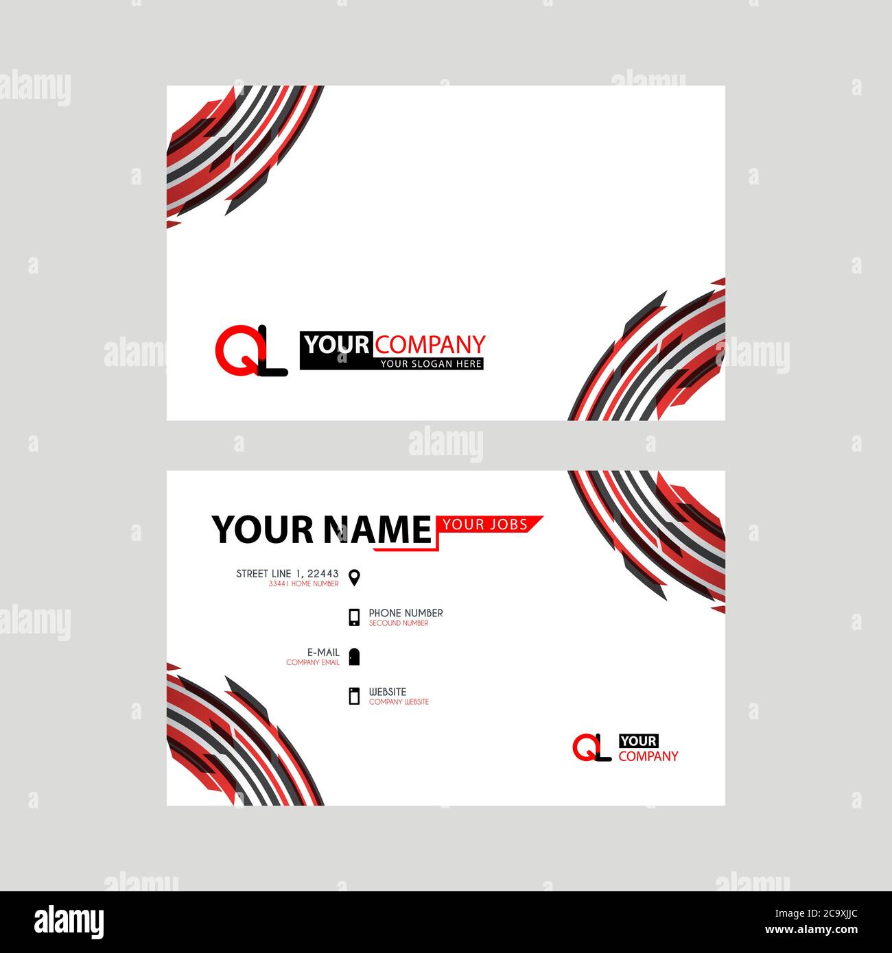 Modern simple horizontal design business cards. with QL Logo inside and ...