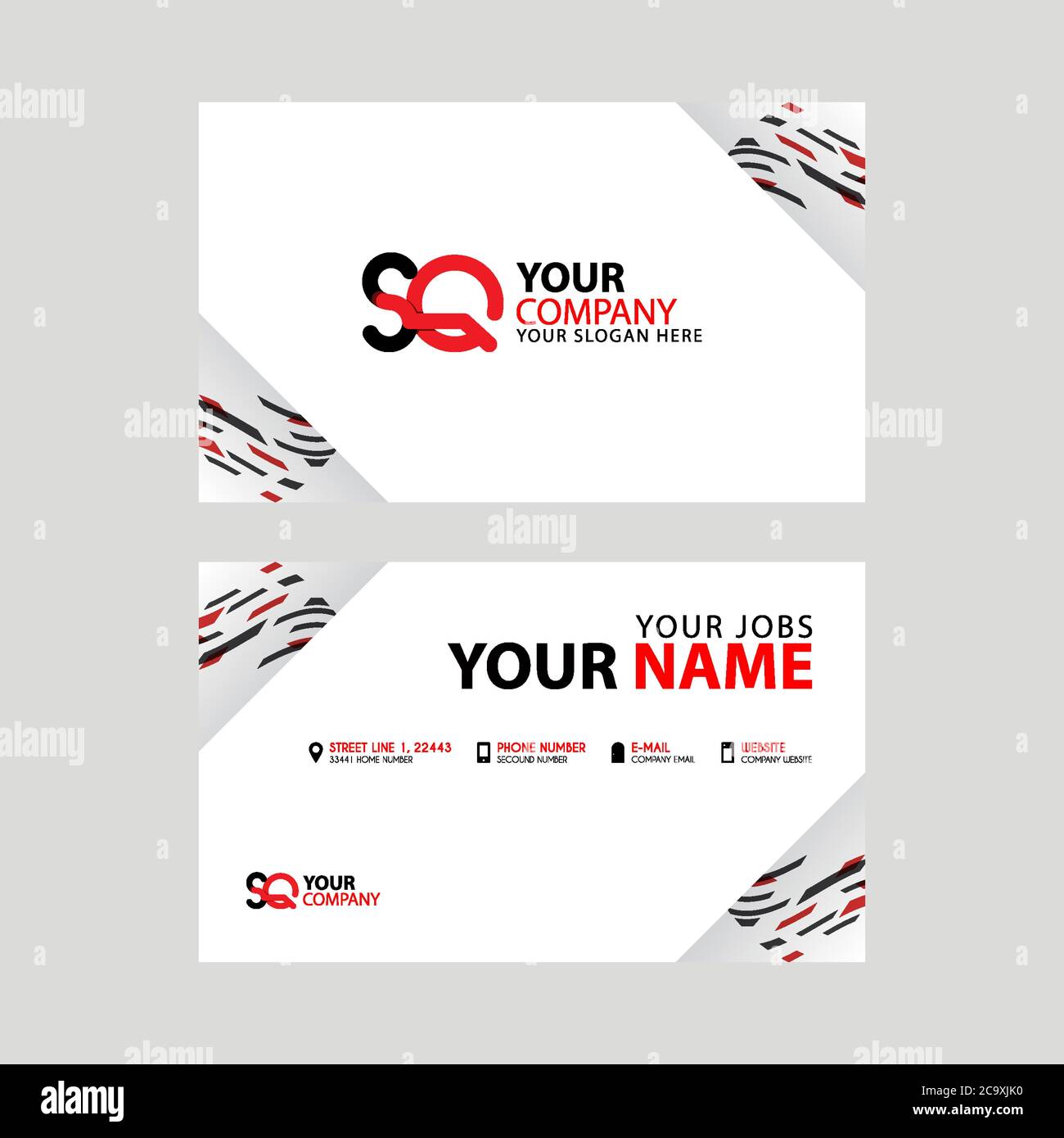 Horizontal name card with decorative accents on the edge and bonus SQ ...