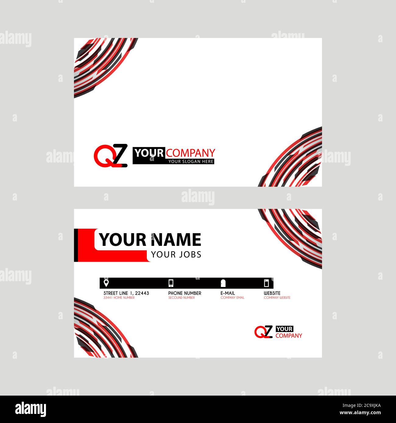 Modern simple horizontal design business cards. with QZ Logo inside and ...