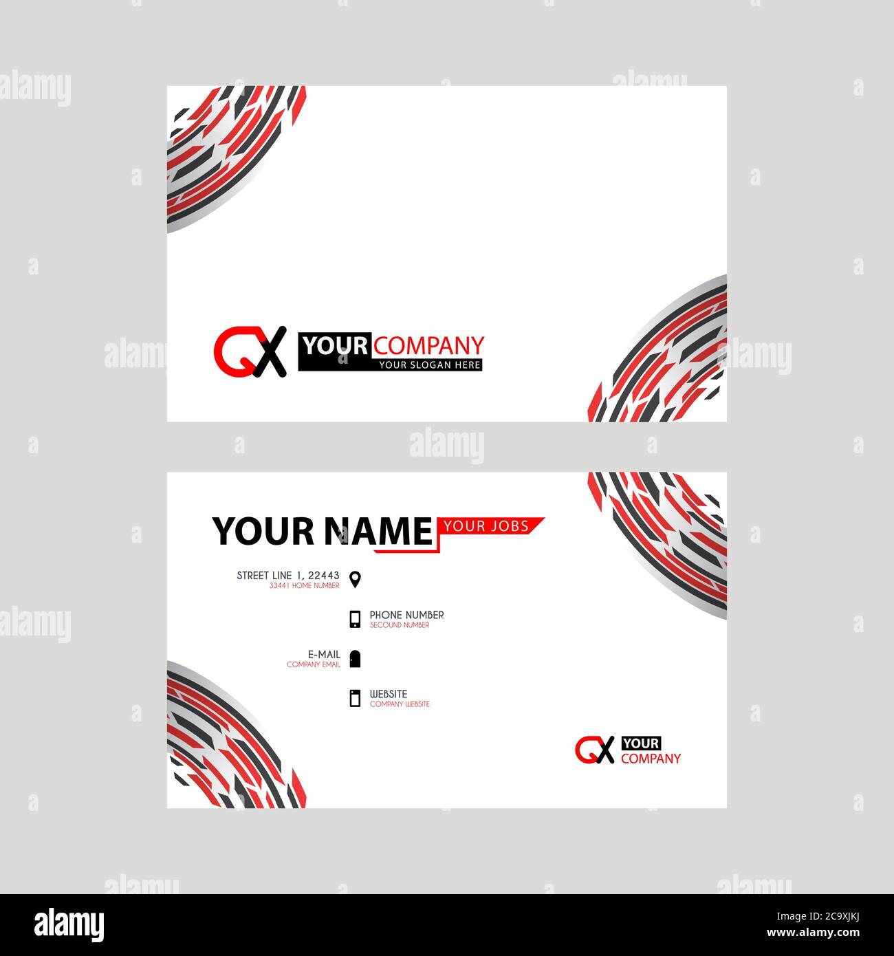 Modern simple horizontal design business cards. with QX Logo inside and ...