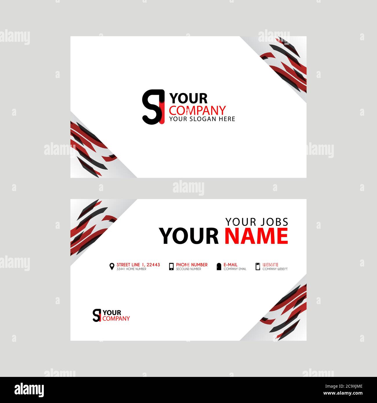 Horizontal name card with decorative accents on the edge and bonus SI ...
