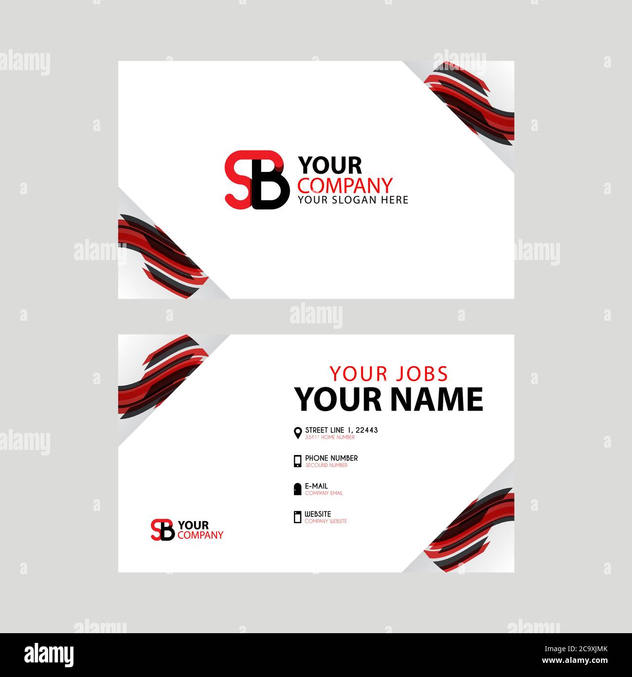 Horizontal name card with decorative accents on the edge and bonus SB ...