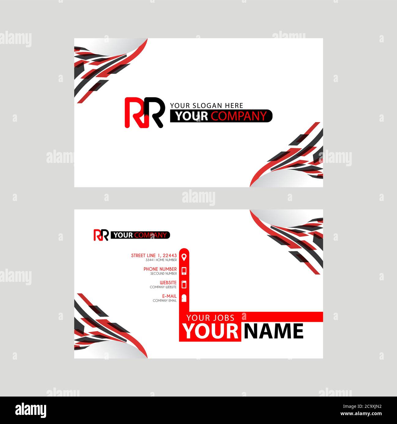 Logo RR design with a black and red business card with horizontal and ...
