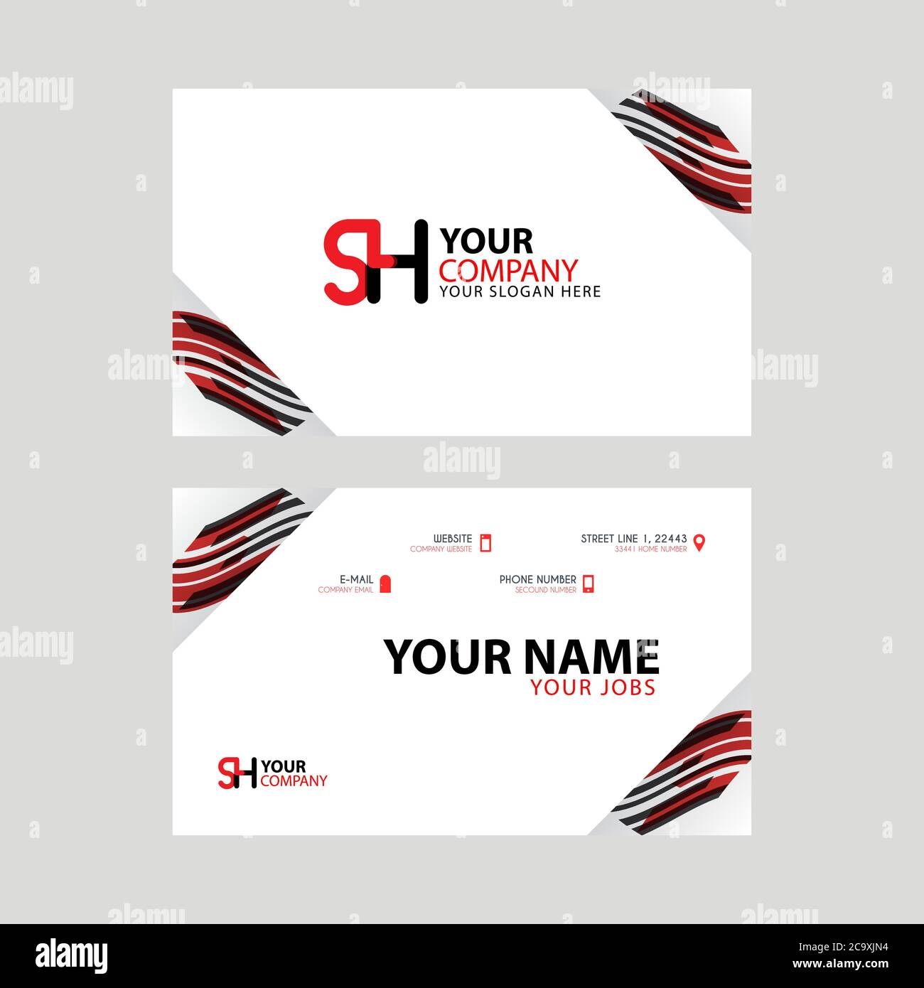 Horizontal name card with decorative accents on the edge and bonus SH ...