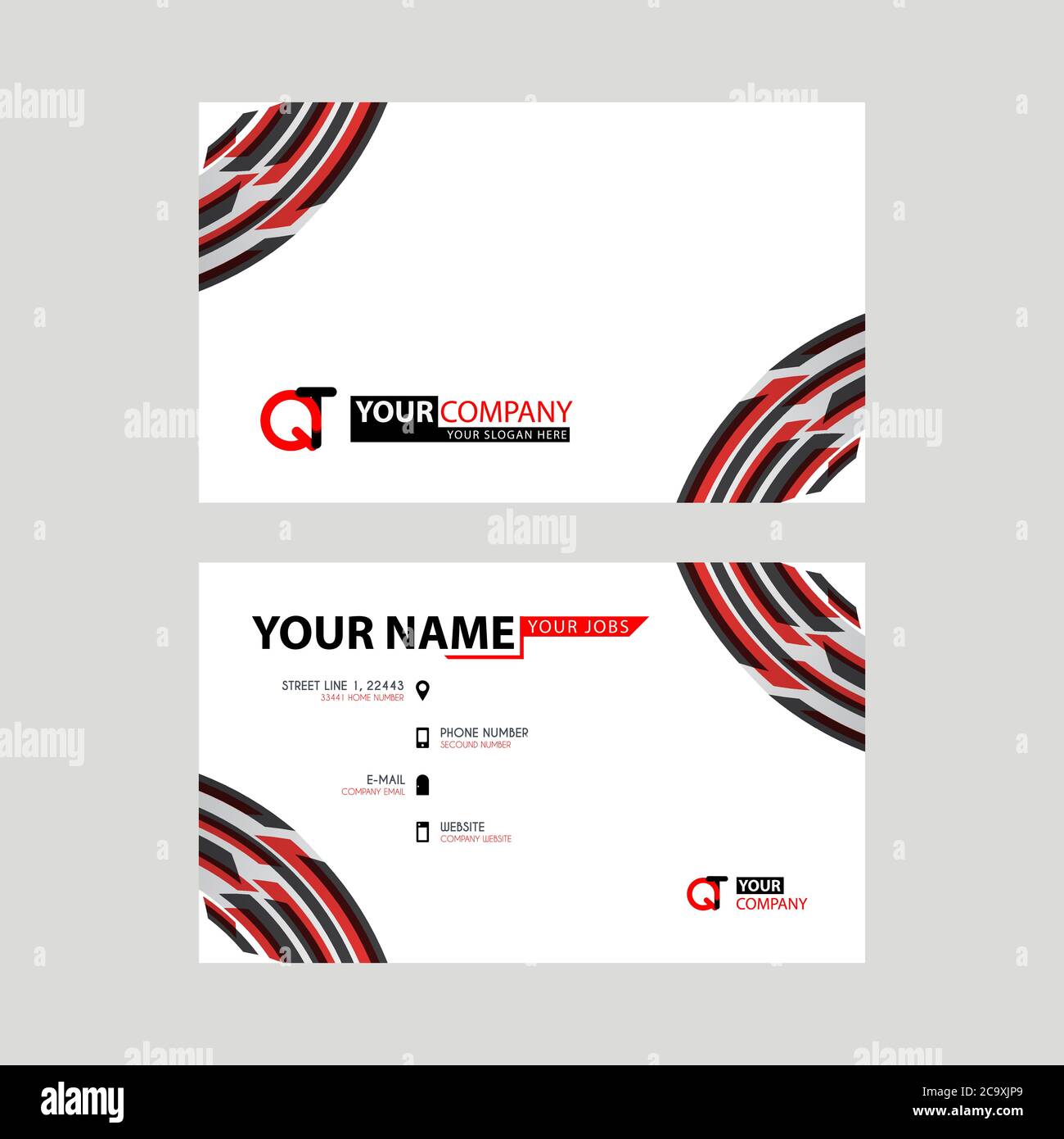 Modern simple horizontal design business cards. with QT Logo inside and ...
