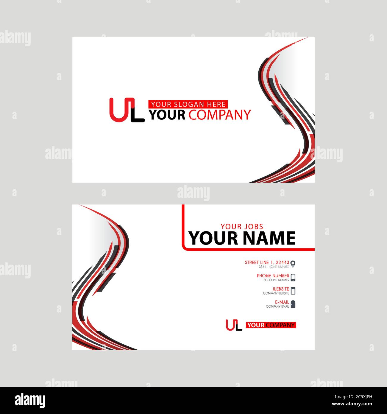 The new simple business card is red black with the UL logo Letter bonus ...