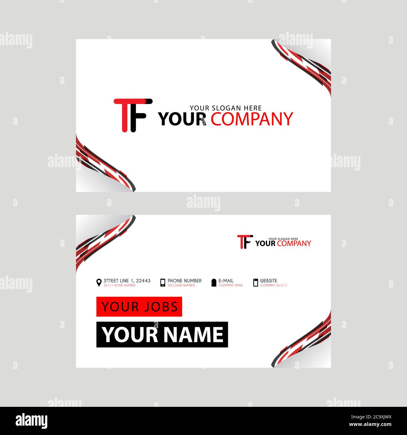 The TF logo on the red black business card with a modern design is ...