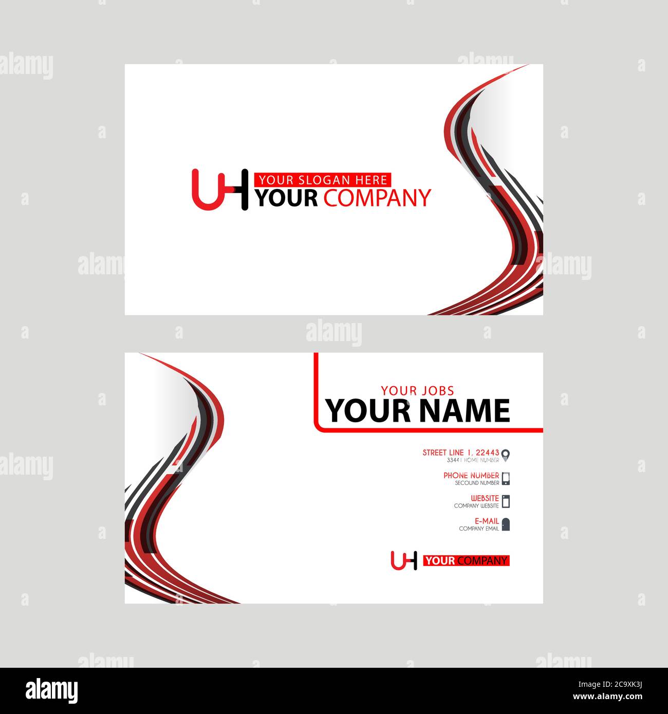 The new simple business card is red black with the UH logo Letter bonus ...