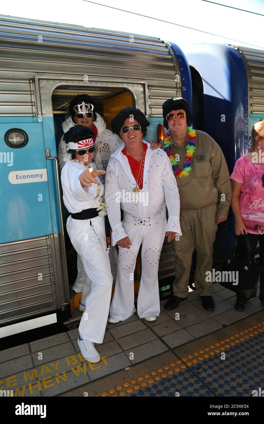 People prepare to board the 2015 NSW TrainLink Elvis Express at Central ...