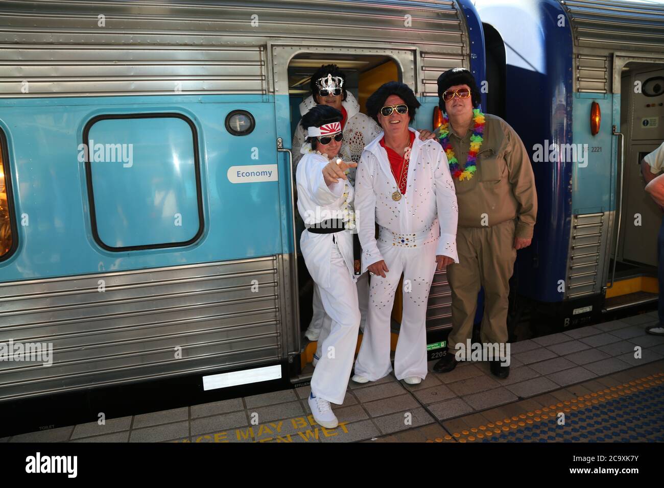 People prepare to board the 2015 NSW TrainLink Elvis Express at Central ...