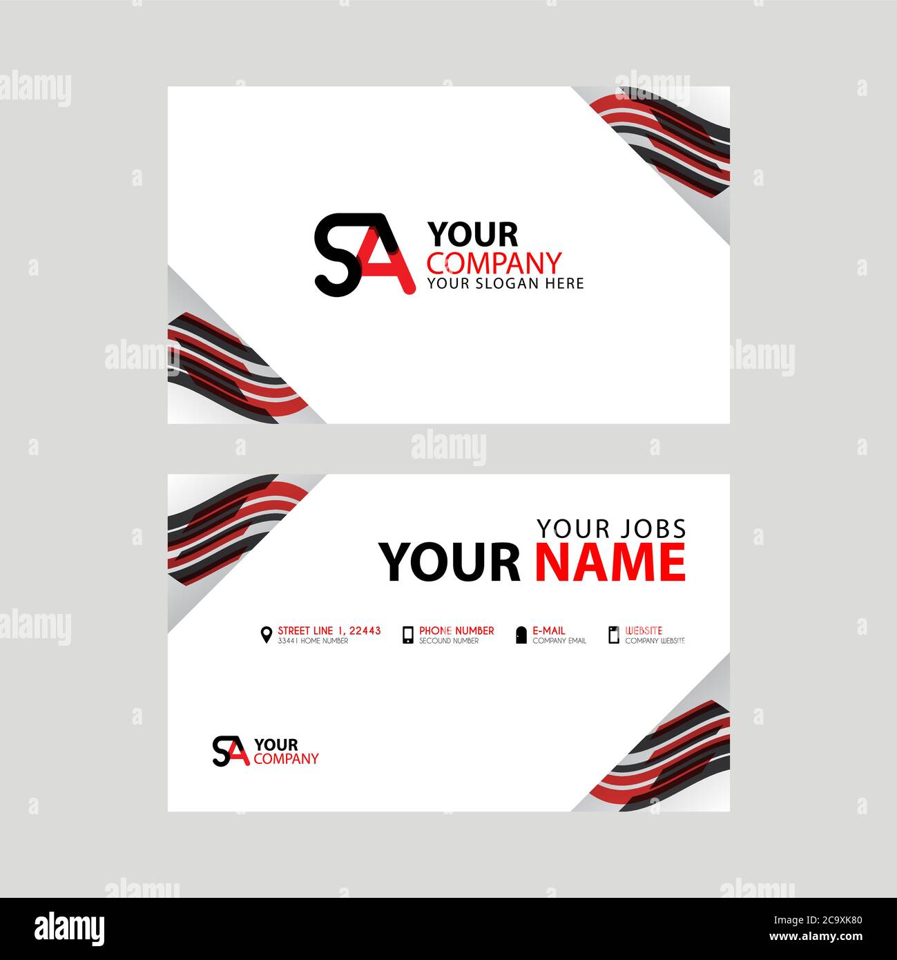 Horizontal name card with decorative accents on the edge and bonus SA ...