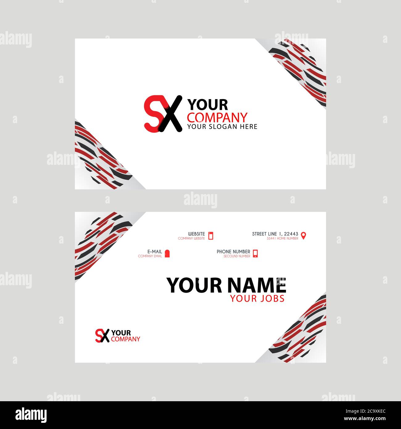 Horizontal name card with decorative accents on the edge and bonus SX ...