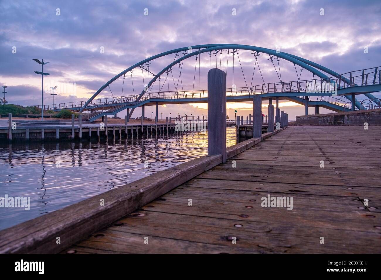 Famous footbridge in Frankston at sunset. Melbourne, Australia Stock ...