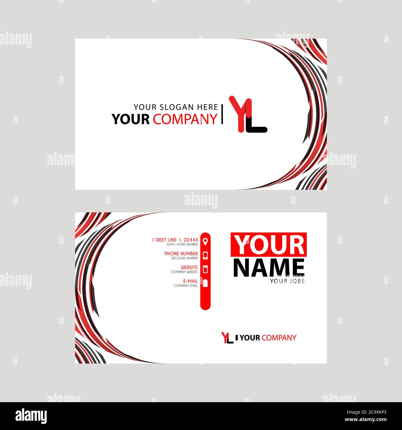 Letter YL logo in black which is included in a name card or simple ...