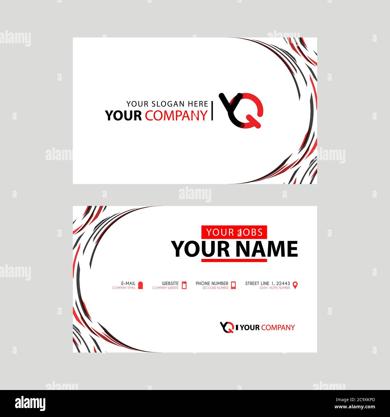 Letter YQ logo in black which is included in a name card or simple ...