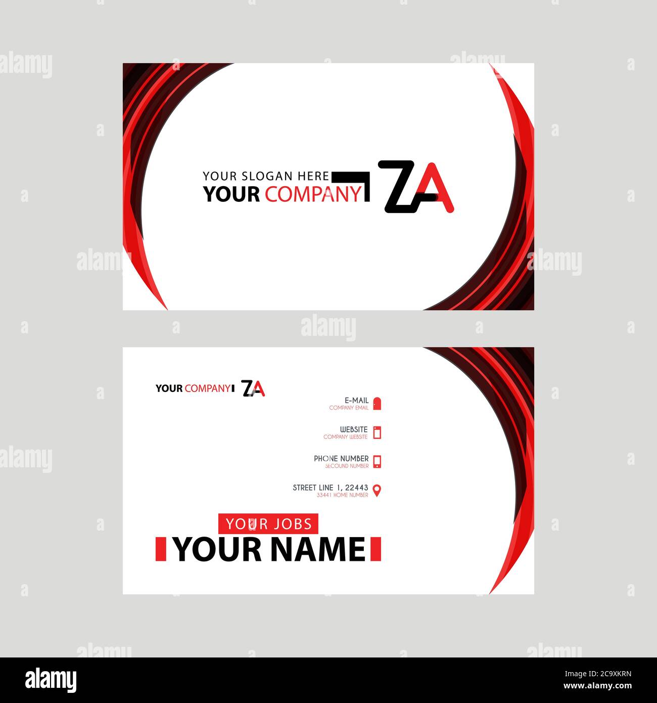 Modern business card templates, with ZA logo Letter and horizontal ...