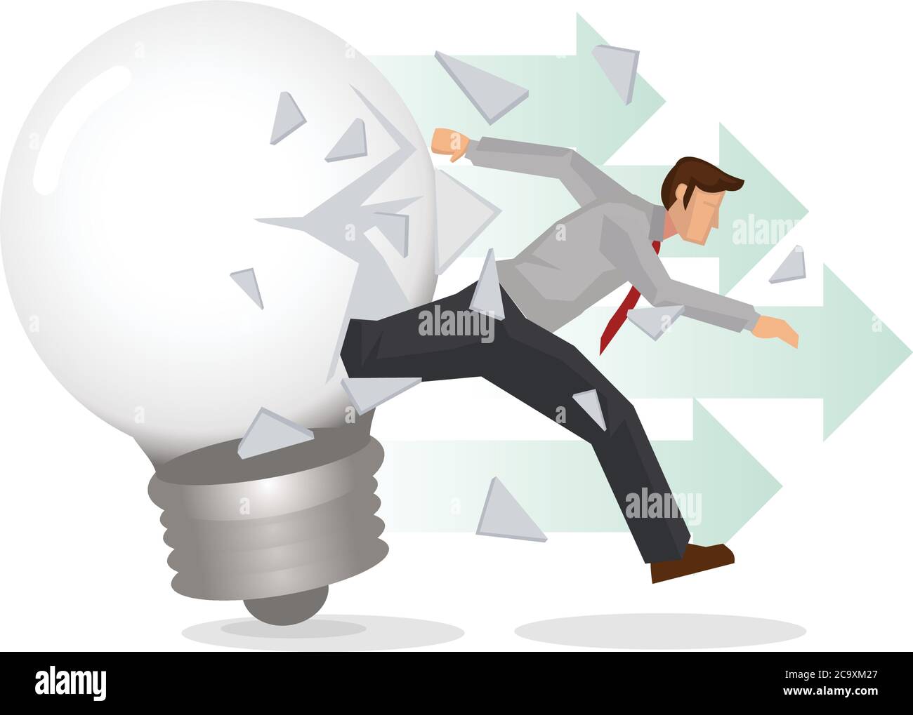 Businessman breakout from light bulb. Concept of business idea ...