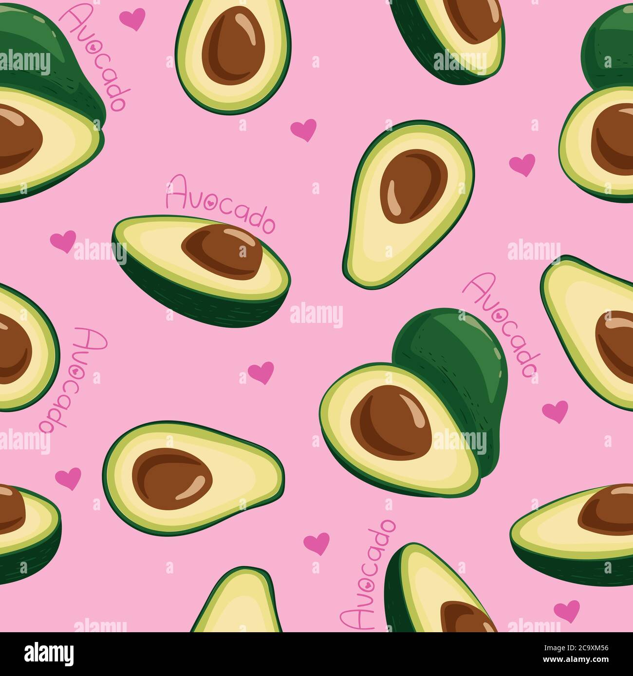 Avocado Seamless Cute Avocados Seamless Pattern AI File Digital Drawing ...