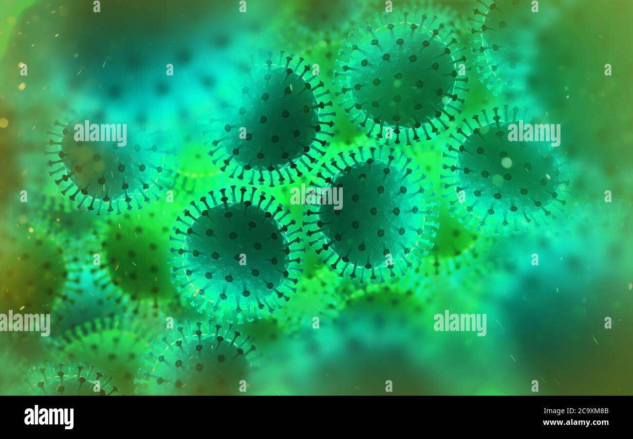 Coronavirus COVID-19 under the microscope. 3d illustration Stock Photo ...