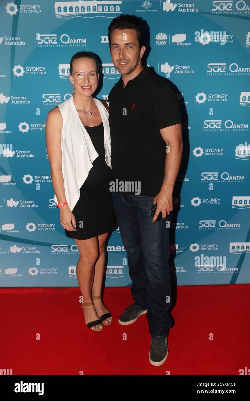Jessica Napier and David Adler arrive on the red carpet at the ...