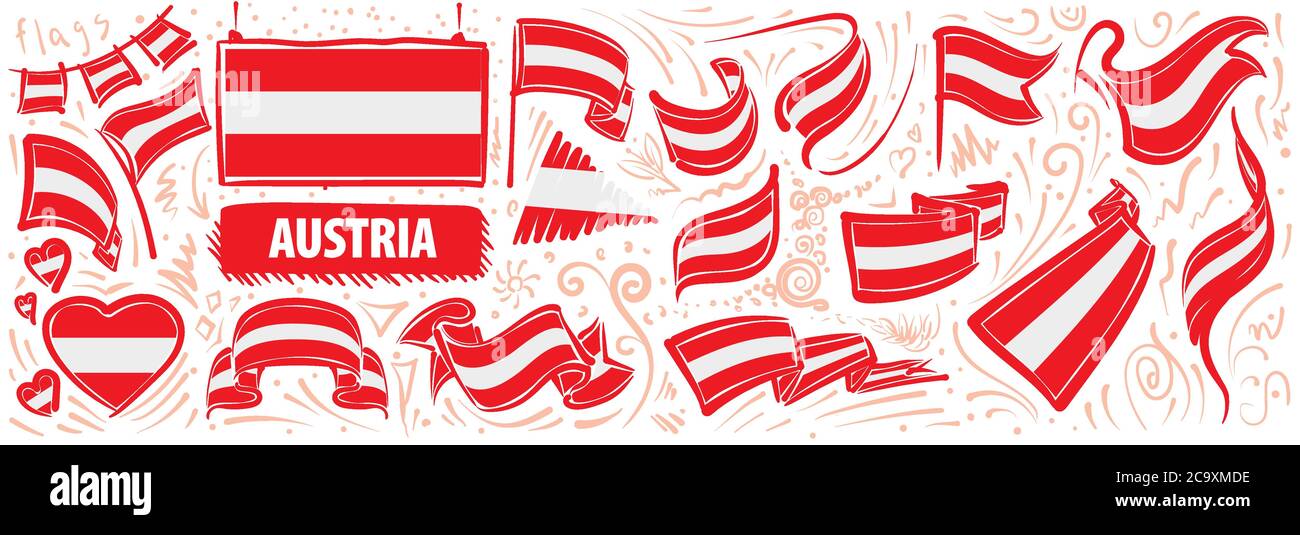 Vector set of the national flag of Austria in various creative designs ...
