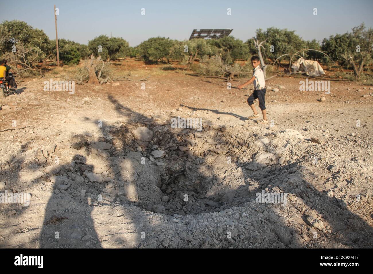 August 2, 2020: The photos taken in Binnish, eastern Idlib, northern ...