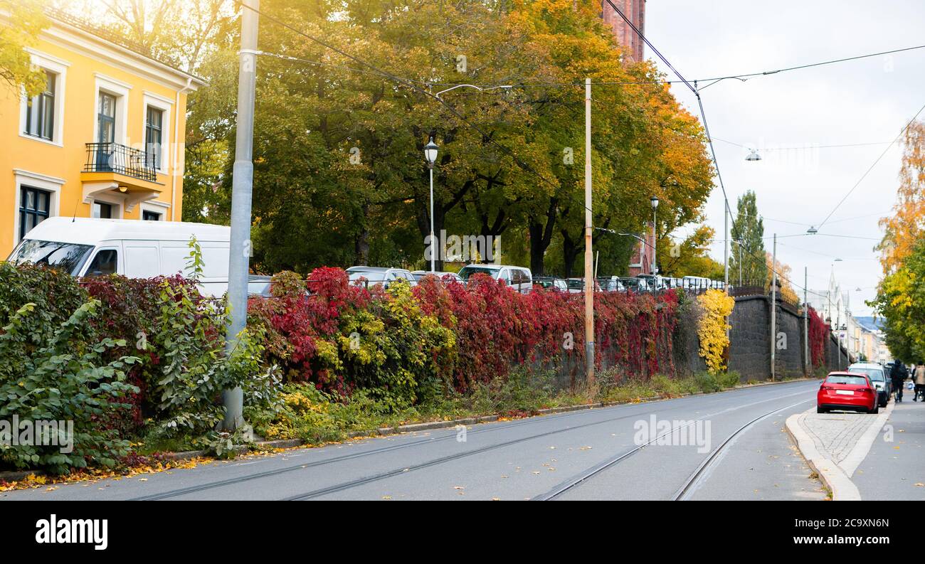 Autumn city street in Europe Stock Photo - Alamy