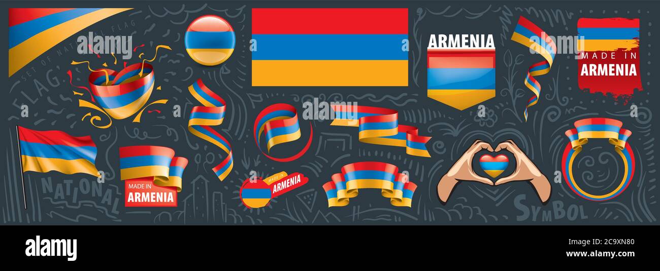Vector set of the national flag of Armenia in various creative designs ...