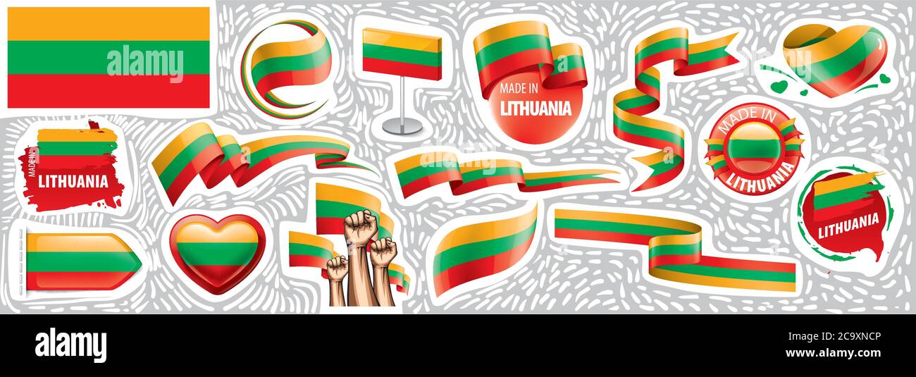 Vector set of the national flag of Lithuania in various creative ...