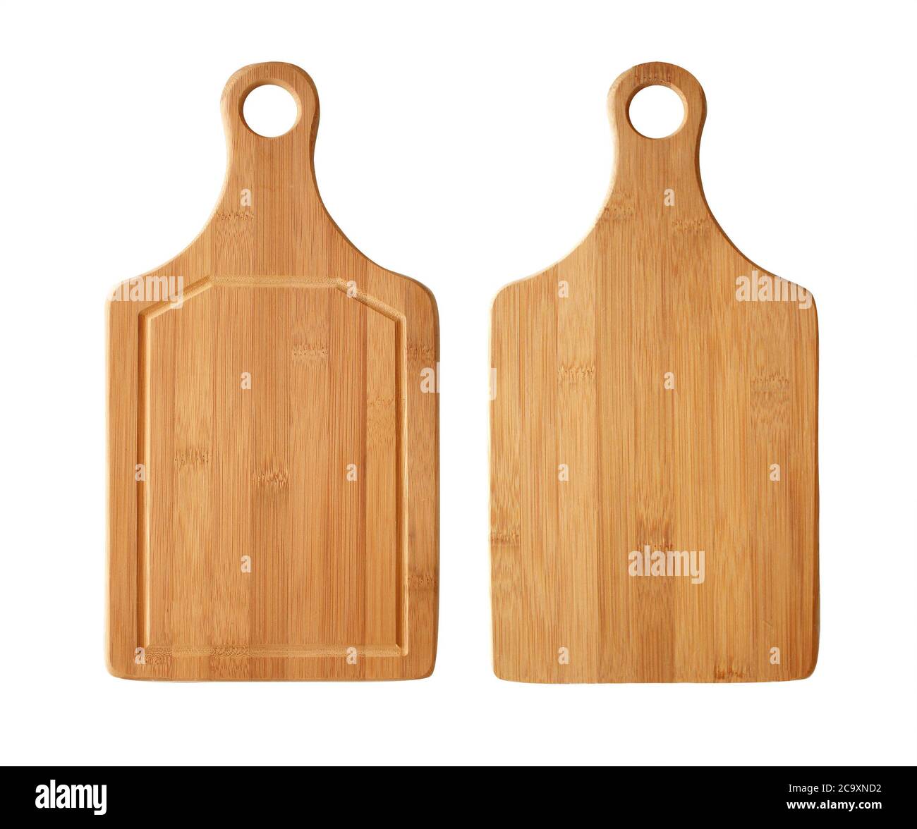 Natural Bamboo cutting board. Rustic wooden chopping board - front view ...