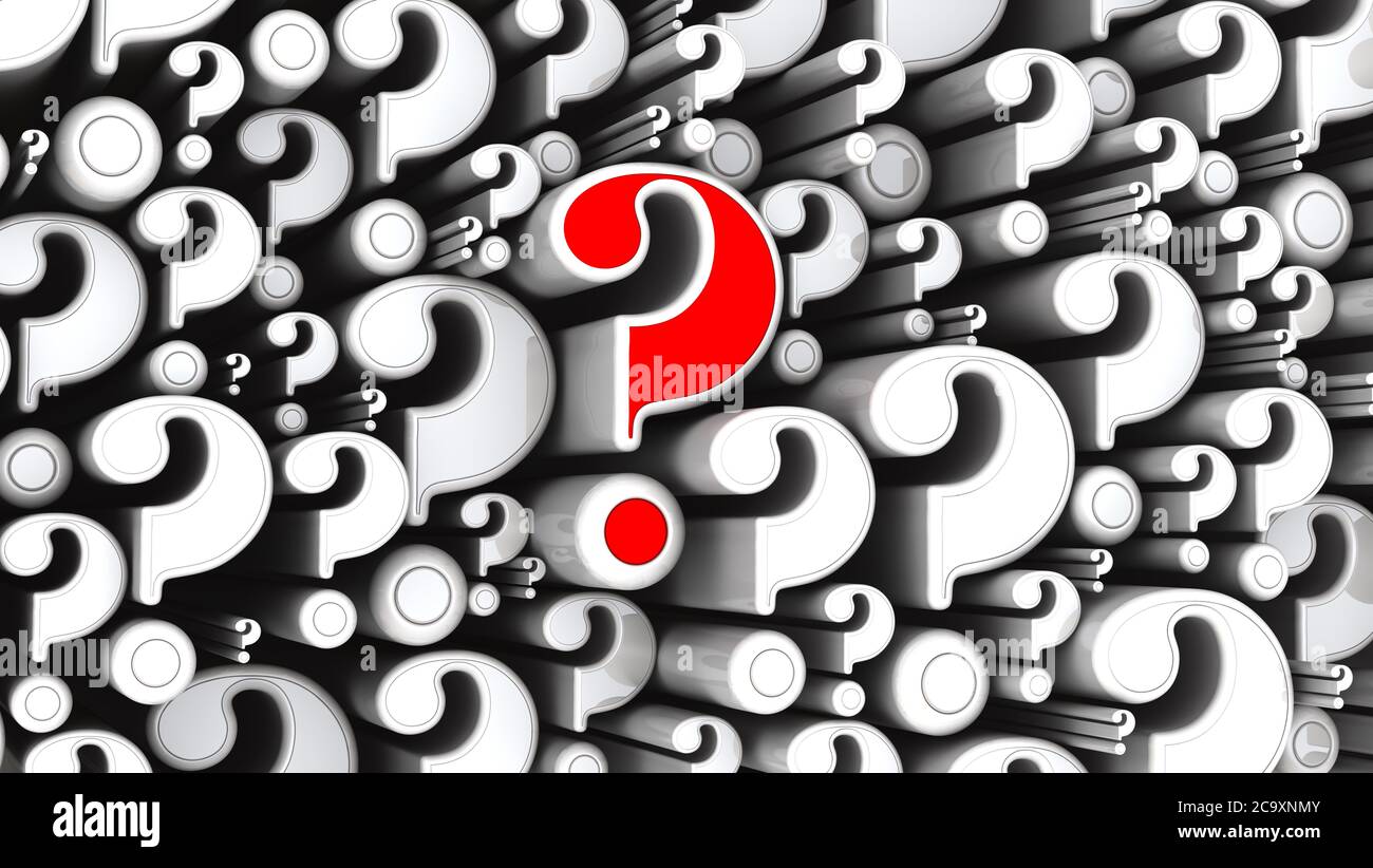 A lot of questions. A lot of different-sized question symbols and one ...