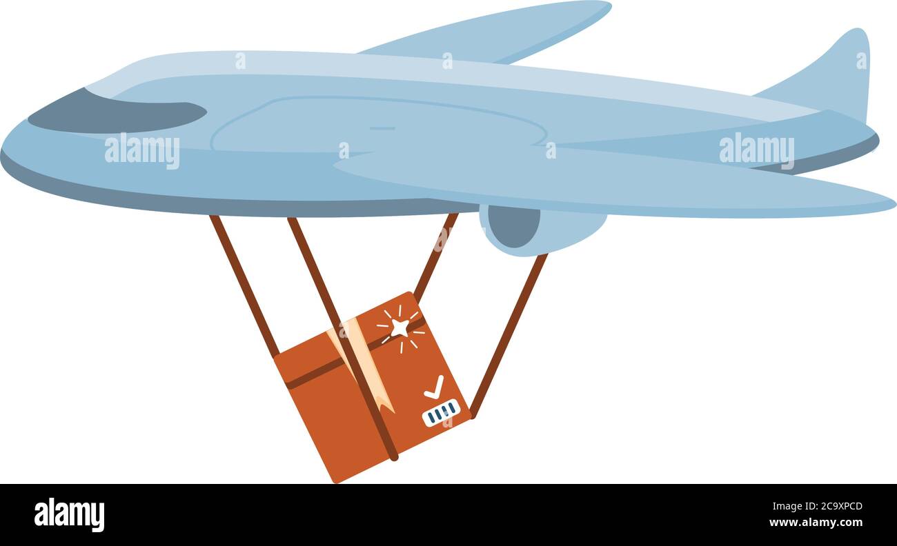 transport of goods by plane on white background vector illustration ...