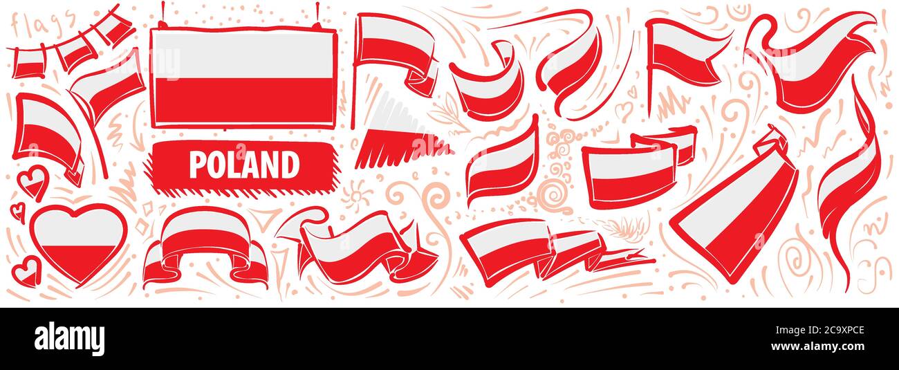 Vector set of the national flag of Poland in various creative designs ...
