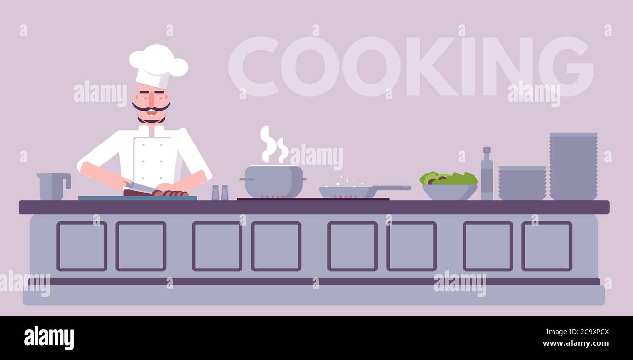 Culinary workshop flat vector color illustration Stock Vector Image ...