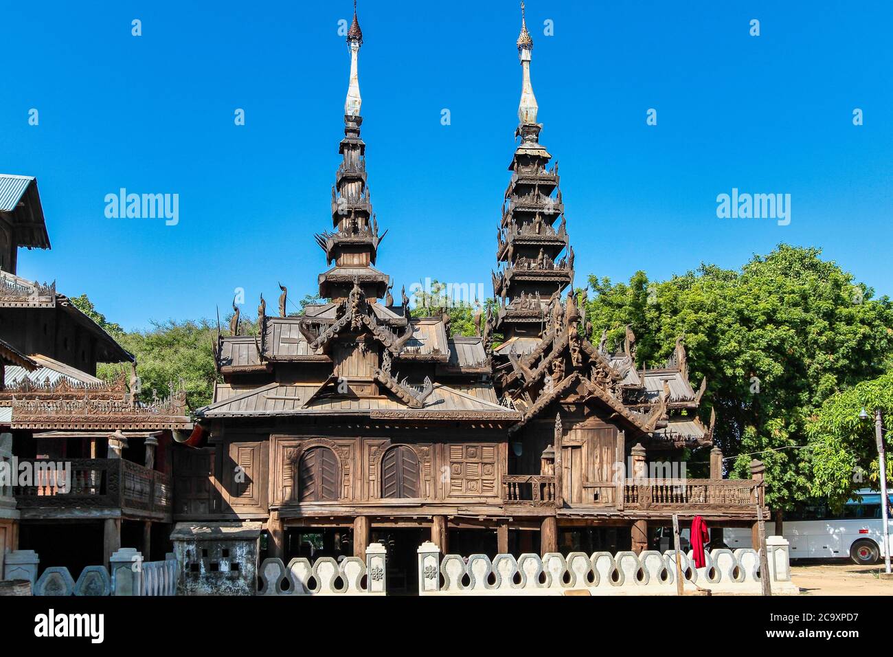 Nat Taung Kyaung wooden monastery in Bagan, Myanmar, former Burma in ...