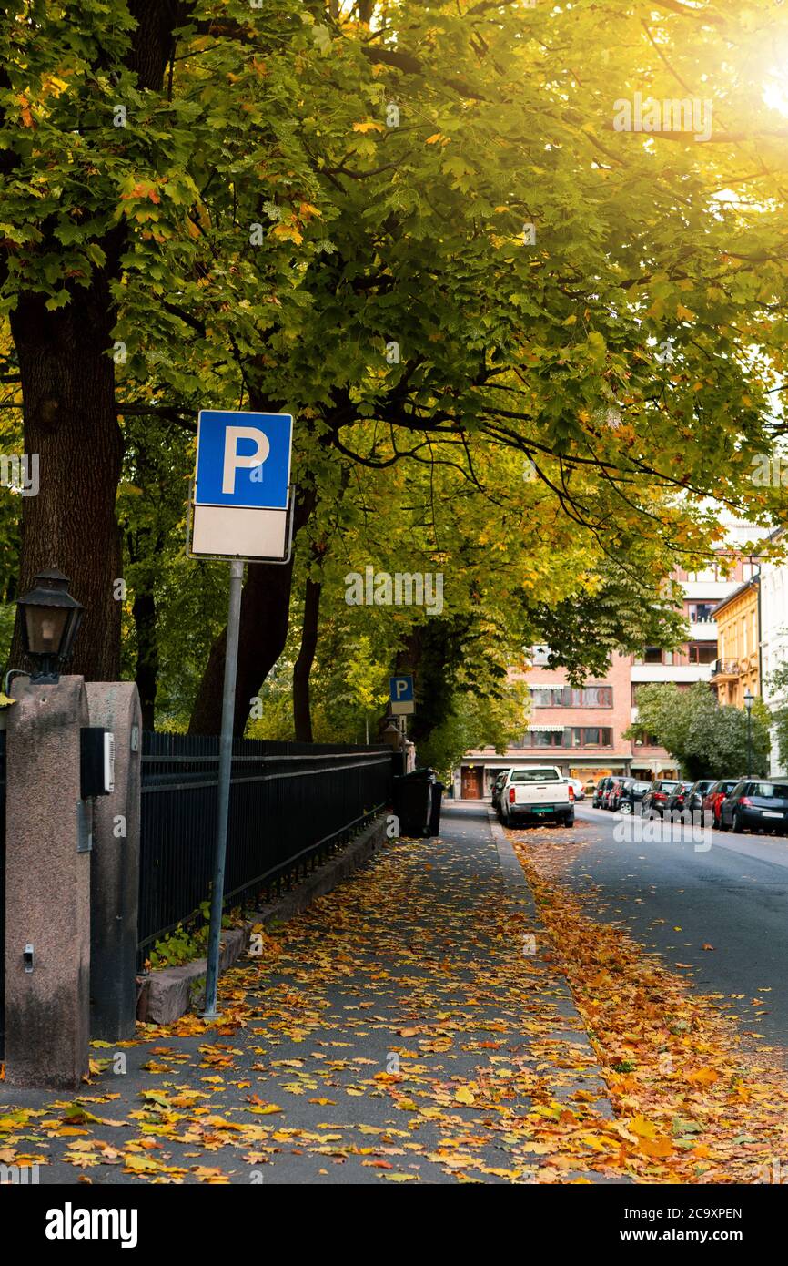 Autumn city street in Europe Stock Photo - Alamy