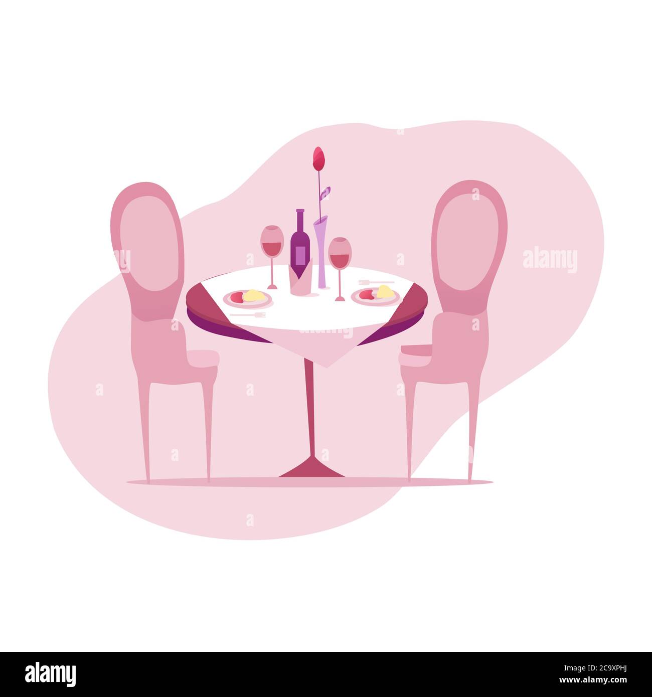 Served table in restaurant vector illustration isolated on white ...