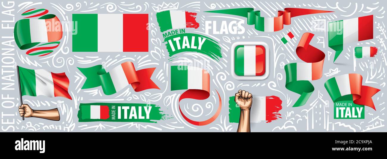 Vector set of the national flag of Italy in various creative designs ...