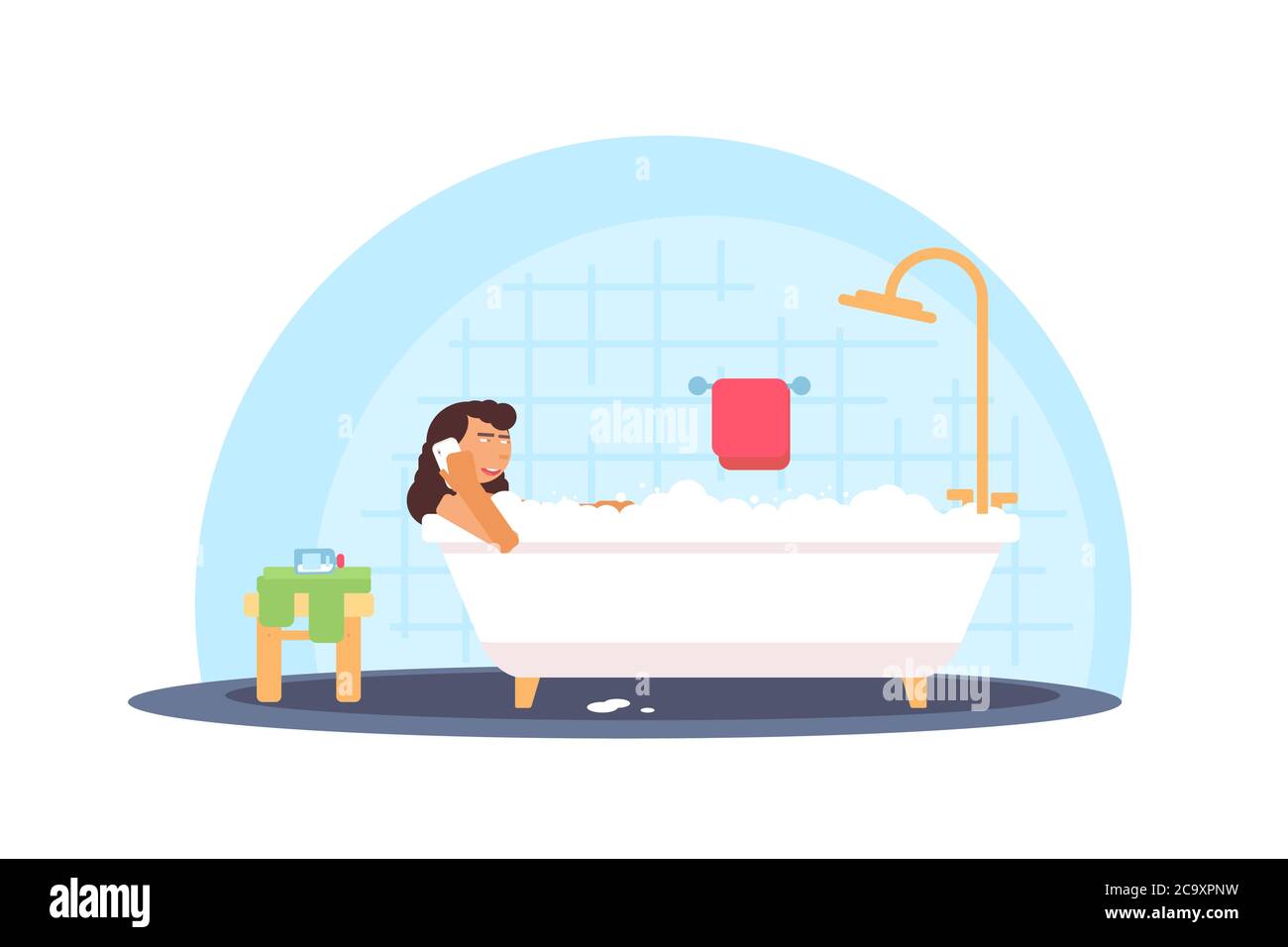 Woman taking bath drawing clipart hi-res stock photography and images ...