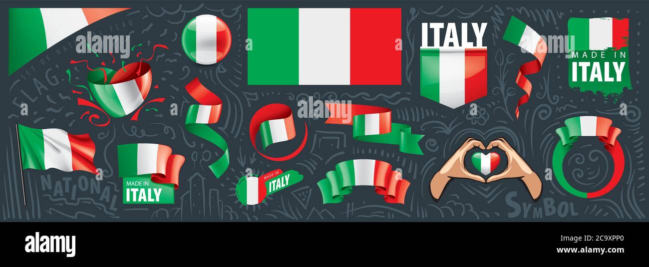 Vector set of the national flag of Italy in various creative designs ...
