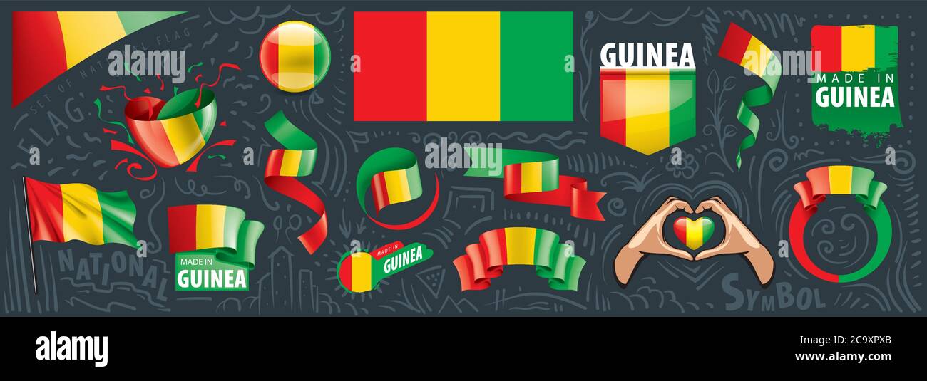 Vector set of the national flag of Guinea in various creative designs ...