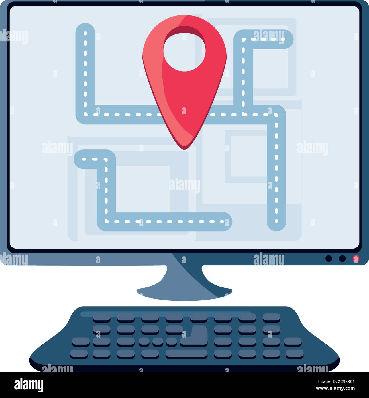 gps map on computer display on white background vector illustration ...